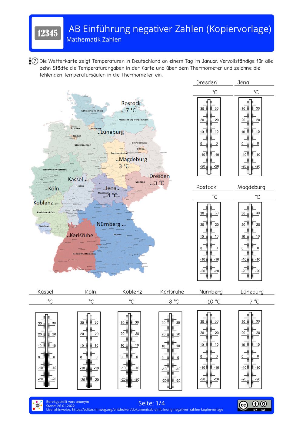 Arbeitsblatt - AB Einführung negativer Zahlen (Kopiervorlage ... Arbeitsblatt - AB Einführung negativer Zahlen (Kopiervorlage ...