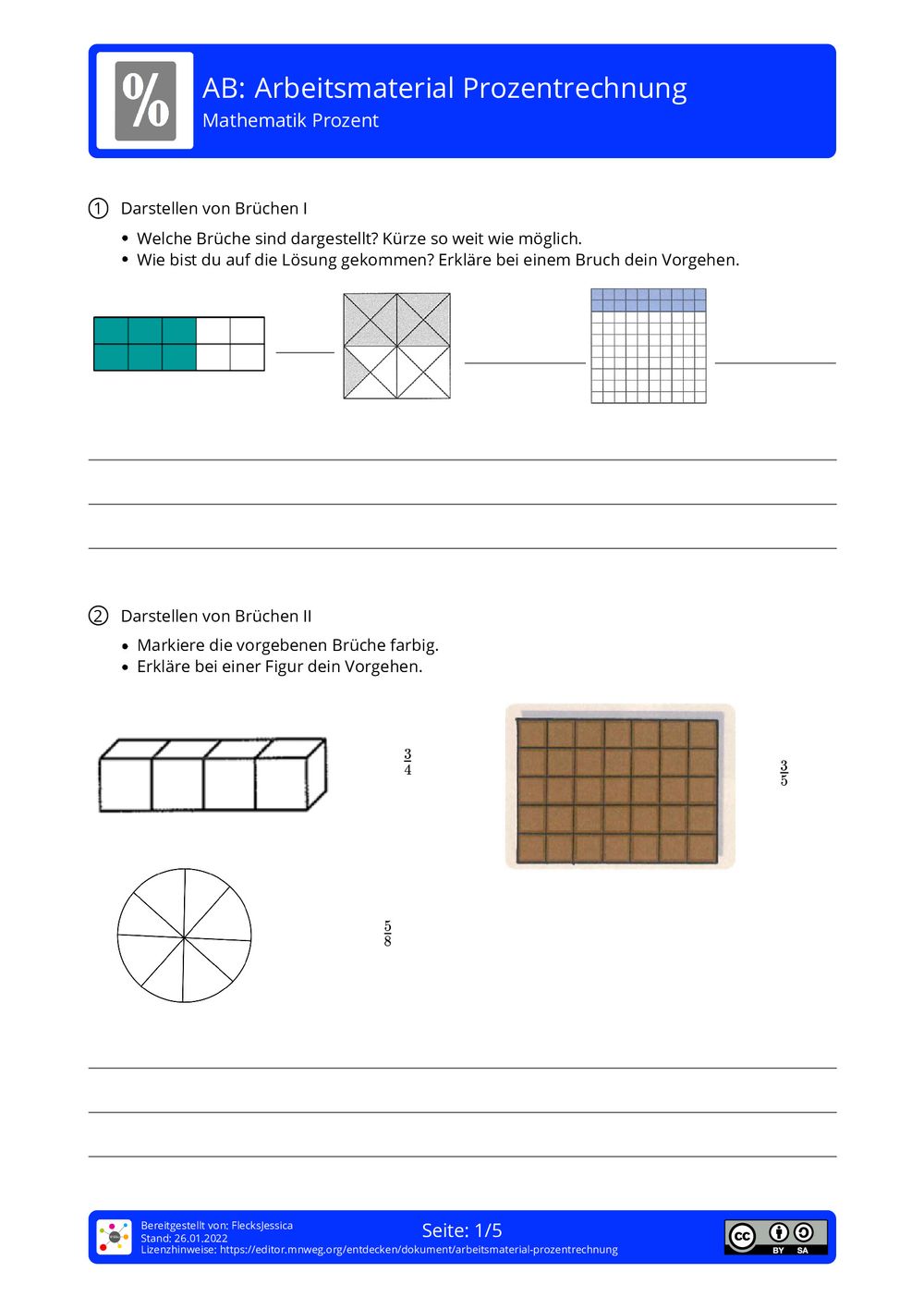 Arbeitsblatt - Arbeitsmaterial Prozentrechnung - Mathematik - Prozent ...