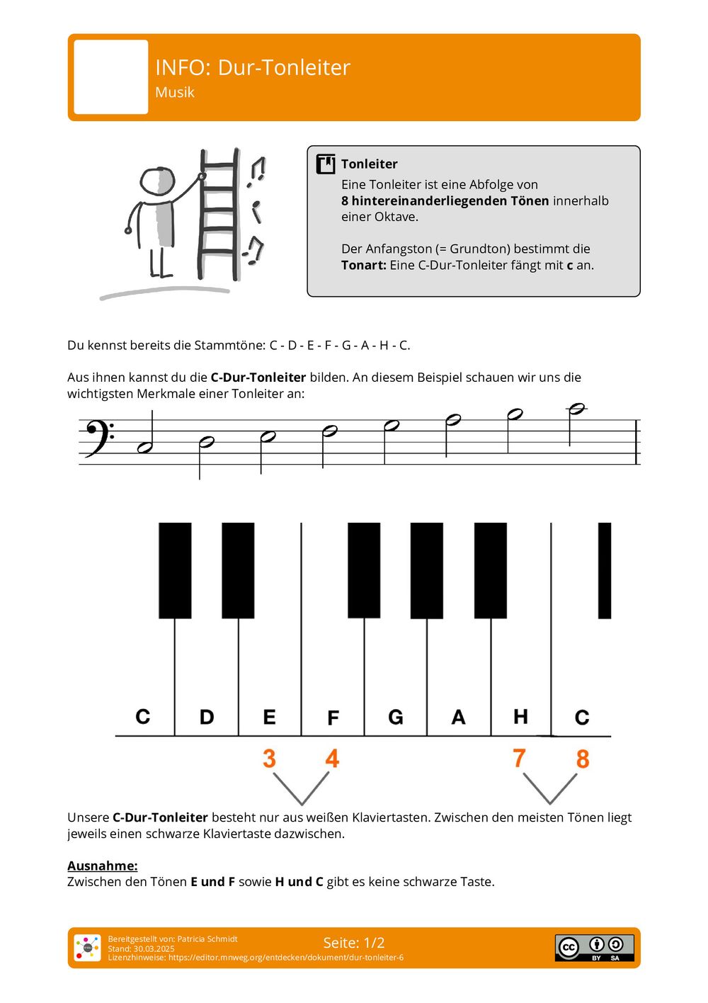 Arbeitsblatt - Dur-Tonleiter - Musik - mnweg.org