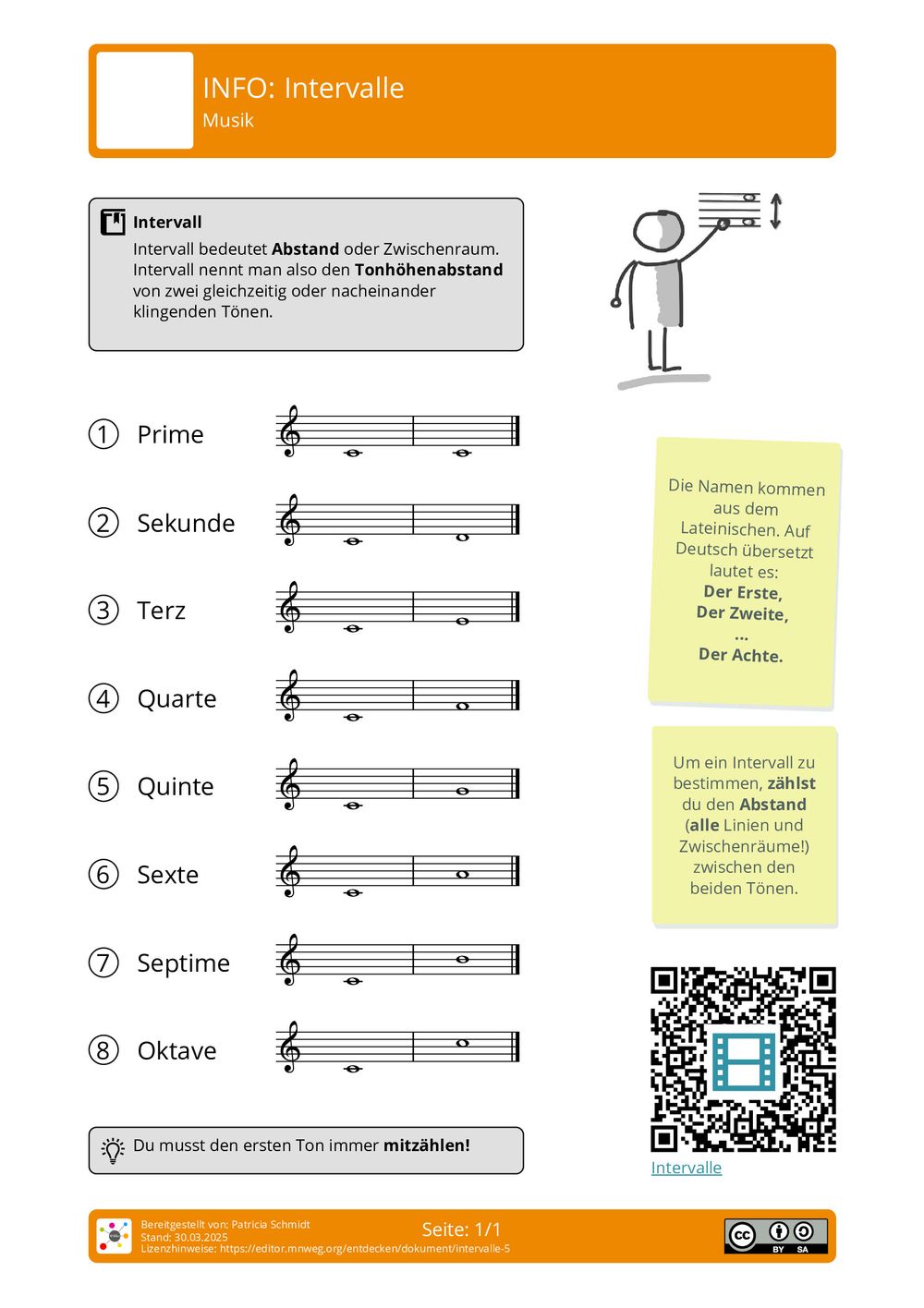 Arbeitsblatt - Intervalle - Musik - mnweg.org