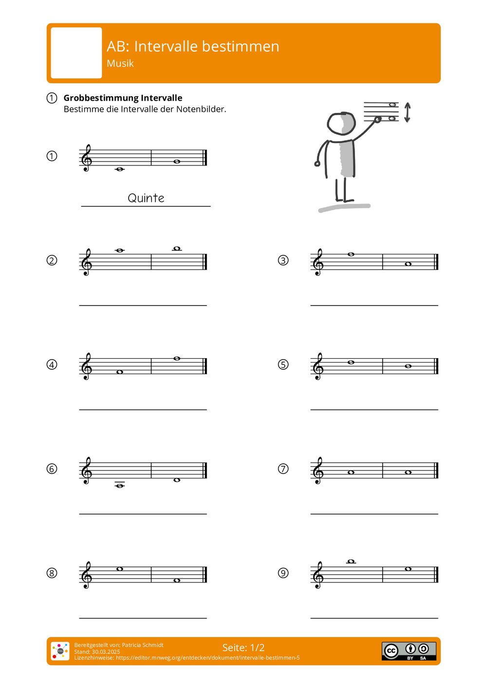 Arbeitsblatt - Intervalle bestimmen - Musik - mnweg.org