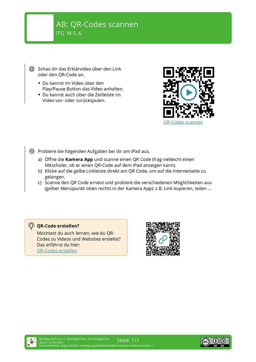 Arbeitsblatt - QR-Codes scannen - ITG - mnweg.org