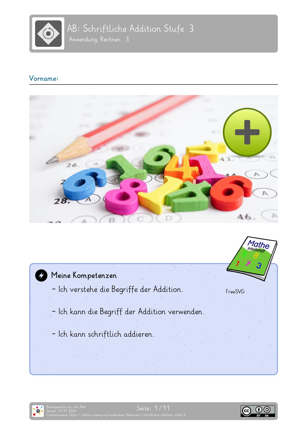 Arbeitsblatt - Schriftliche Addition Stufe 3 - Anwendung & Rechnen ...