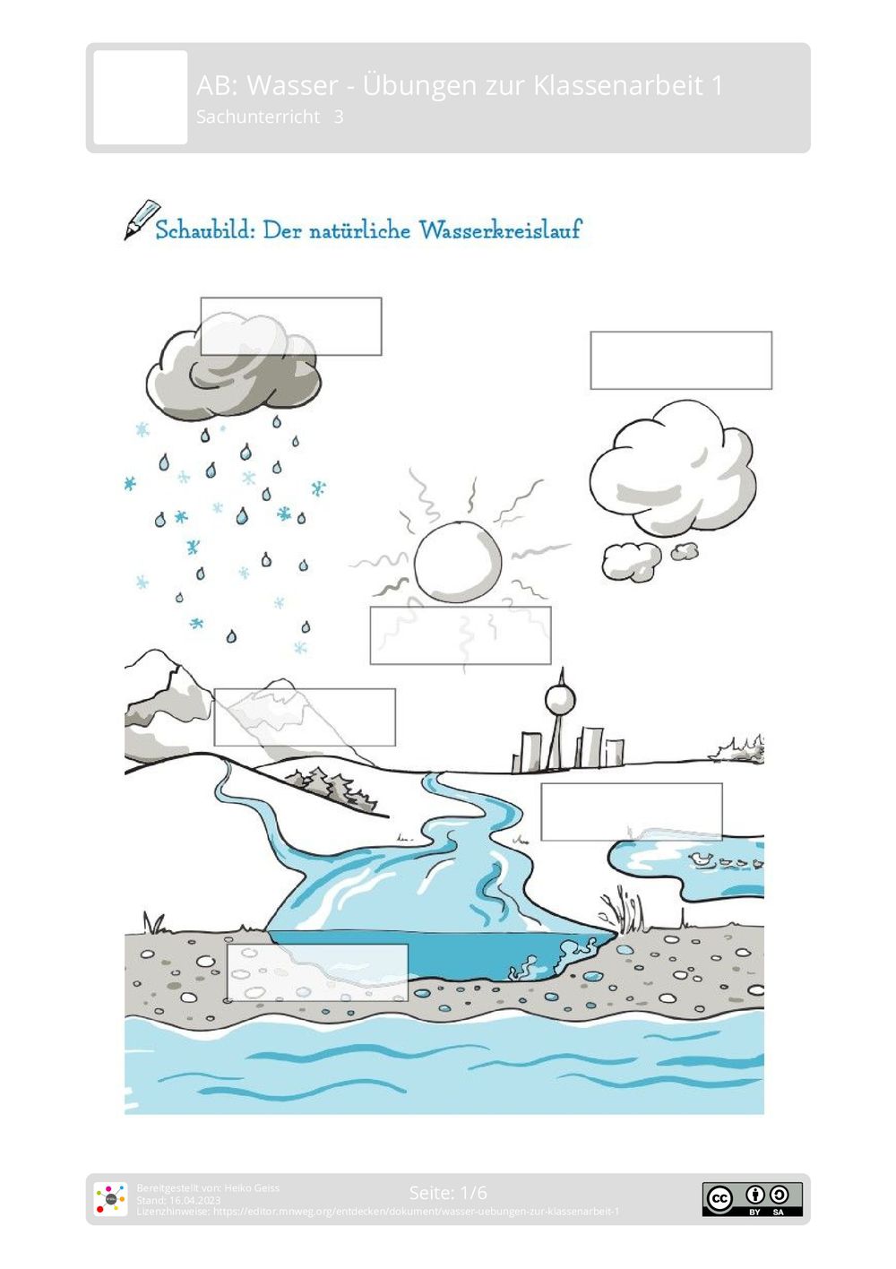 Arbeitsblatt - Wasser - Übungen zur Klassenarbeit 1 - Sachunterricht ...