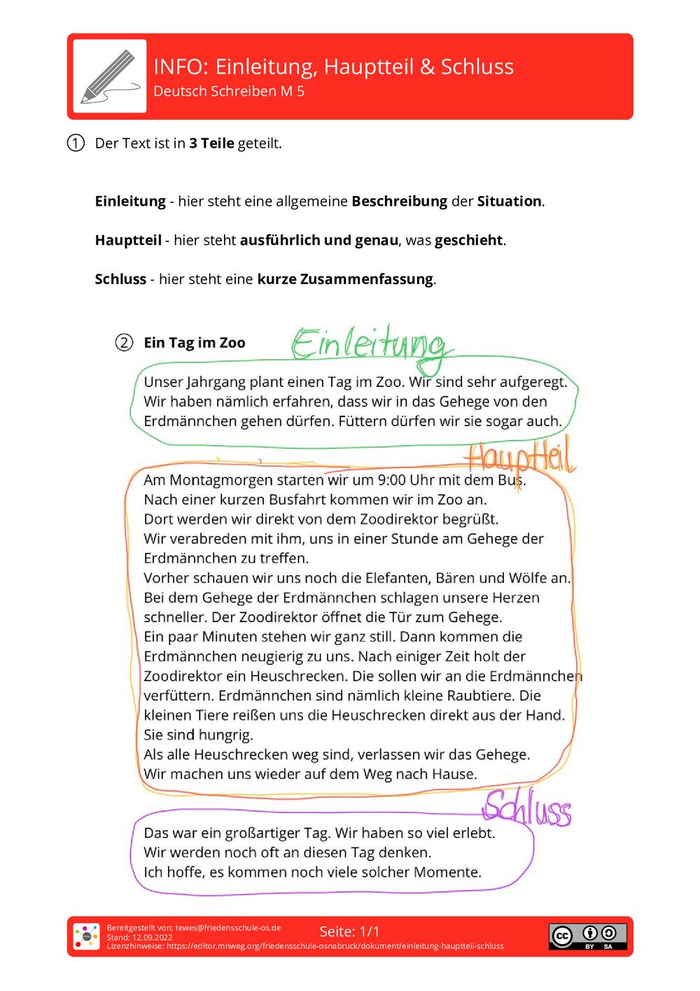 Arbeitsblatt - Einleitung, Hauptteil & Schluss - Deutsch - Schreiben ... Arbeitsblatt - Einleitung, Hauptteil & Schluss - Deutsch - Schreiben ...