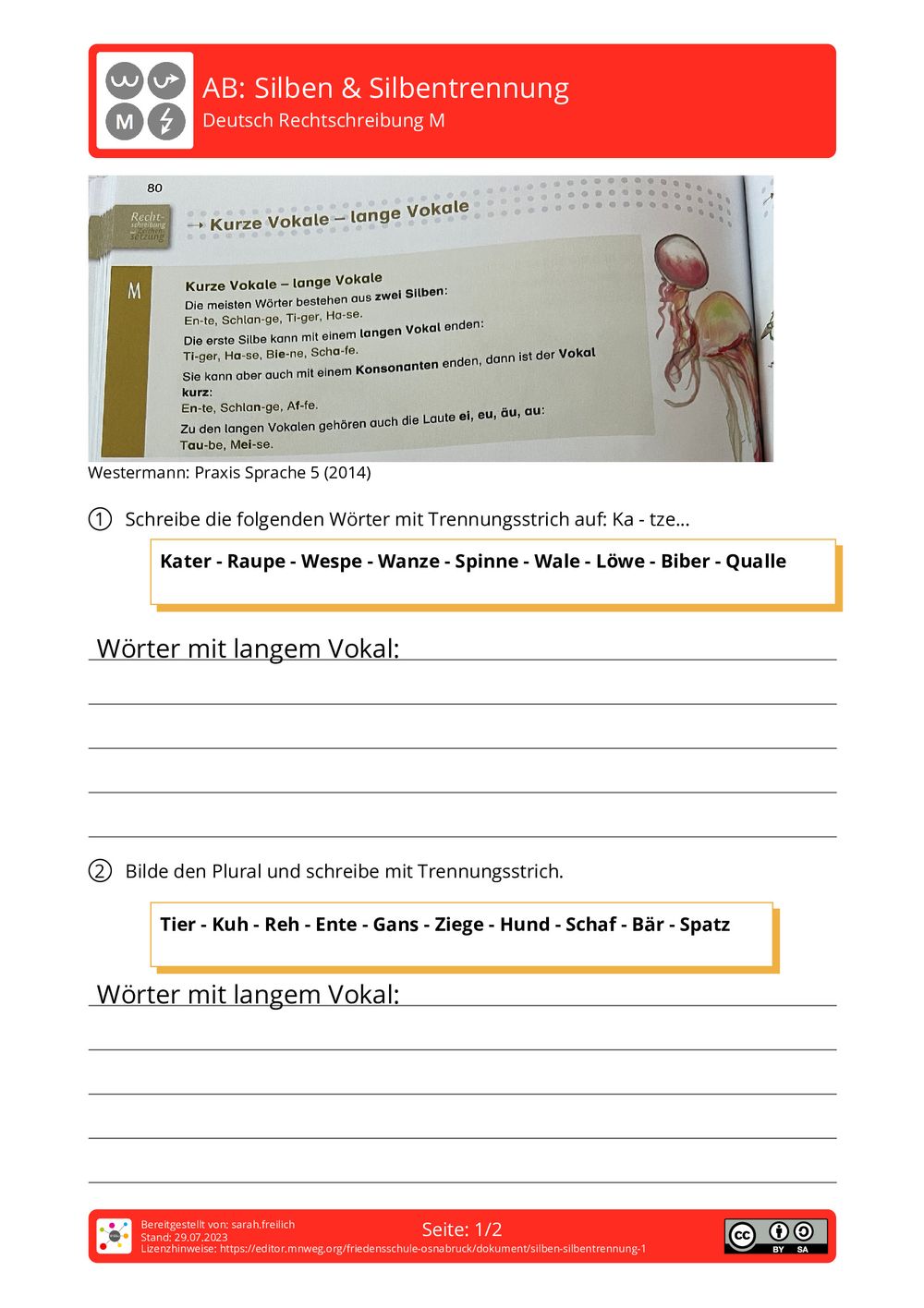 Arbeitsblatt - Silben & Silbentrennung - Deutsch - Rechtschreibung ...