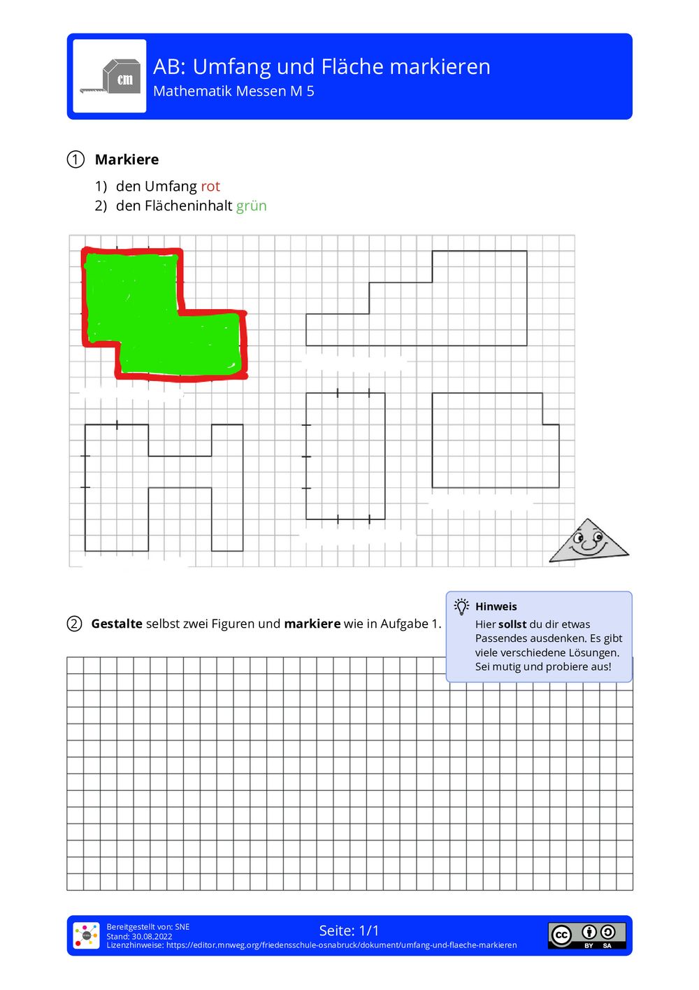 Arbeitsblatt - Umfang und Fläche markieren - Mathematik - Messen ...