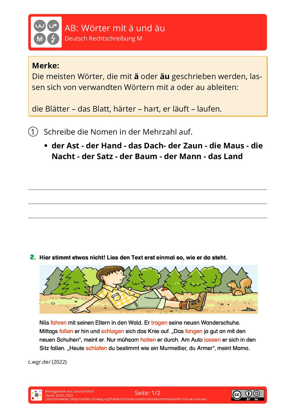 Arbeitsblatt Wörter Mit ä Und äu Deutsch Rechtschreibung