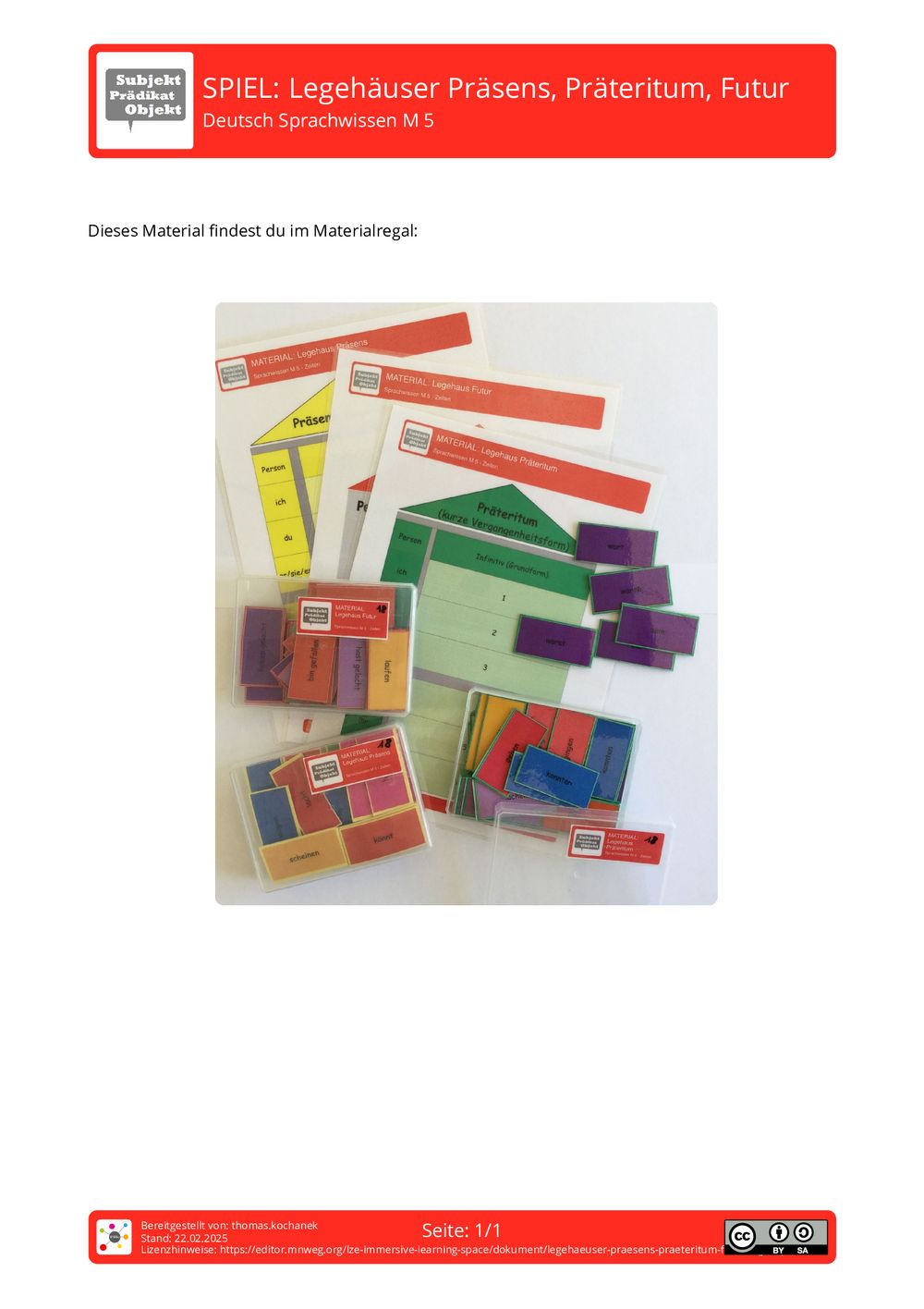 Arbeitsblatt - Legehäuser Präsens, Präteritum, Futur - Deutsch ...