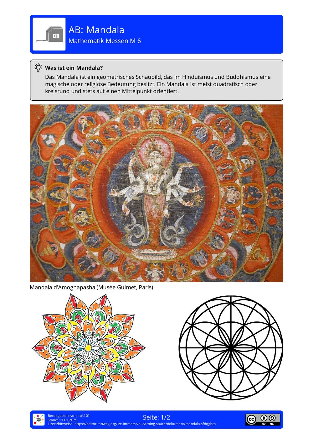 Arbeitsblatt - Mandala - Mathematik - Messen - mnweg.org