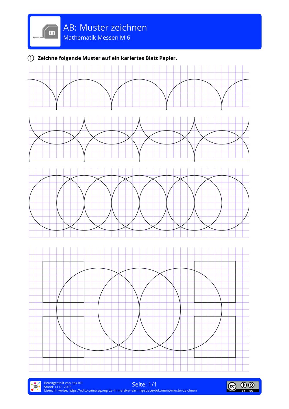 Arbeitsblatt - Muster zeichnen - Mathematik - Messen - mnweg.org