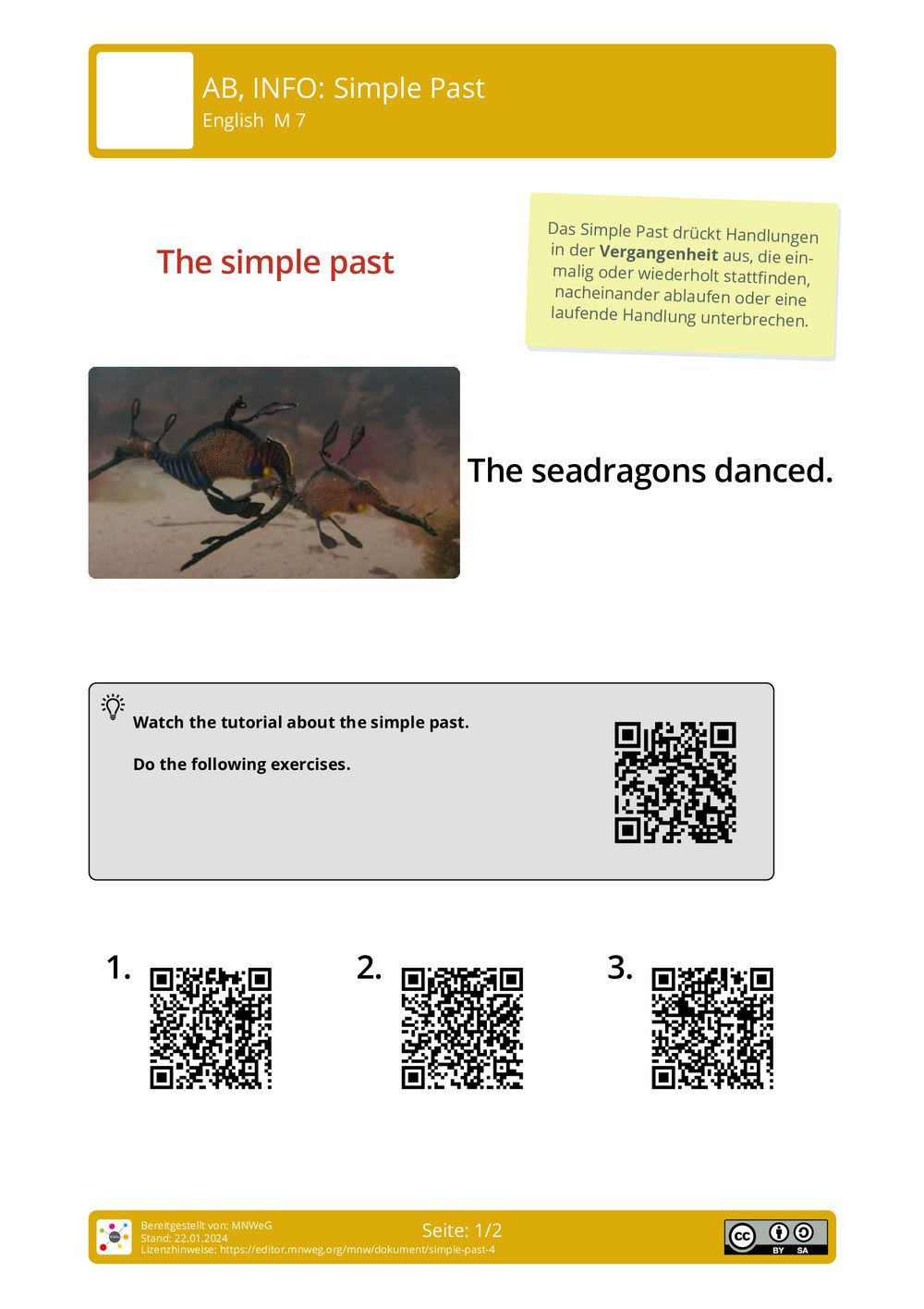 Arbeitsblatt - Simple Past - English - mnweg.org
