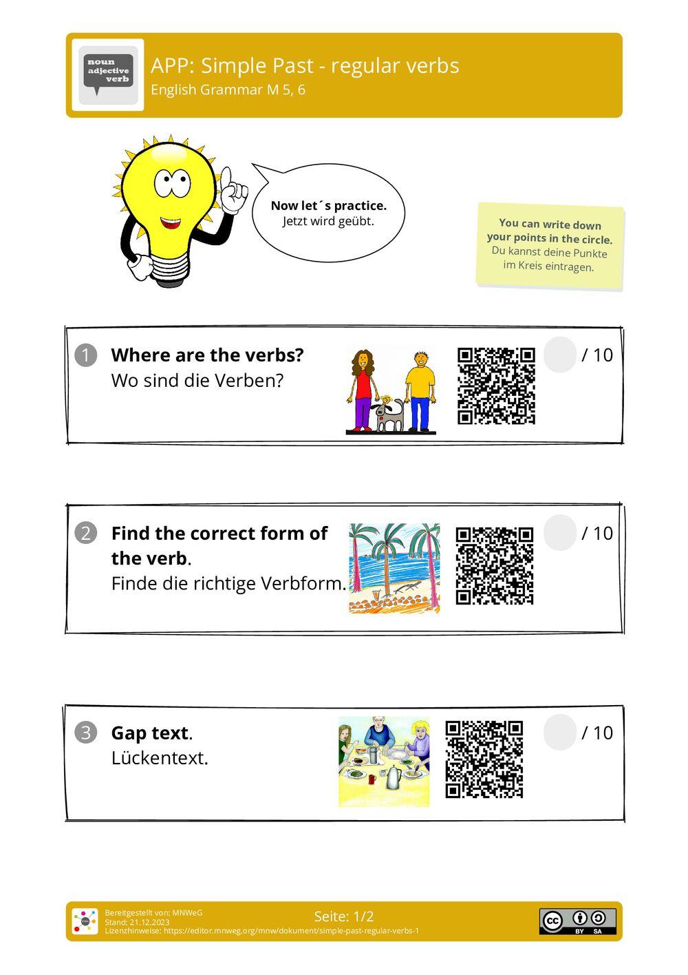 Arbeitsblatt - Simple Past - regular verbs - English - Grammar - mnweg.org