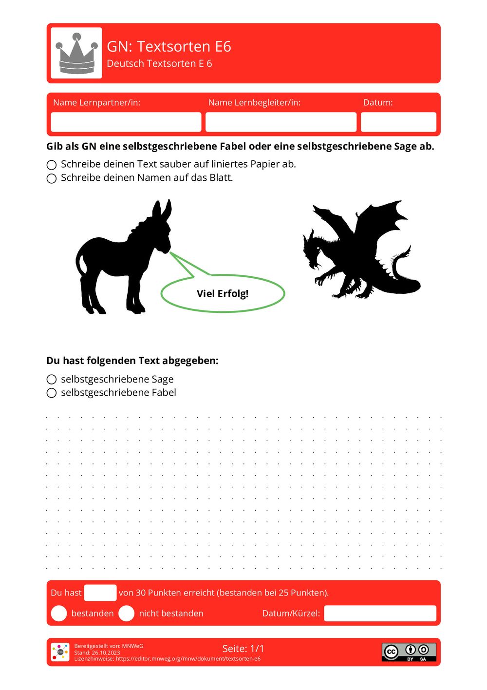 Arbeitsblatt - Textsorten E6 - Deutsch - Textsorten - mnweg.org