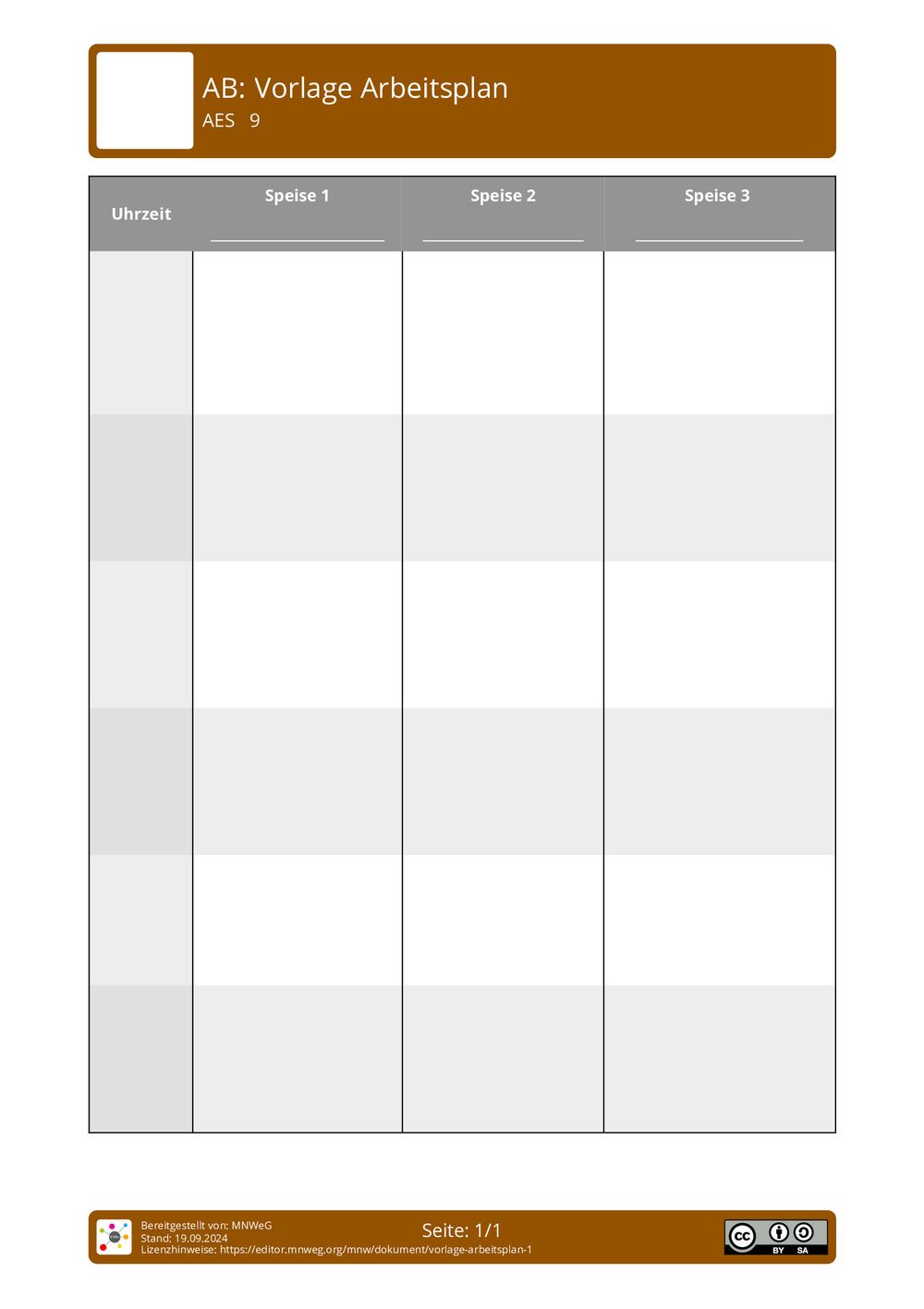 Arbeitsblatt - Vorlage Arbeitsplan - AES - mnweg.org