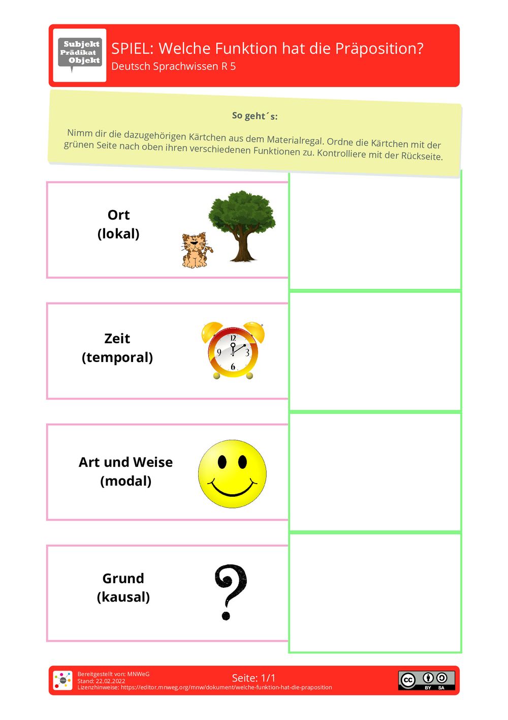 Arbeitsblatt - Welche Funktion hat die Präposition? - Deutsch ...